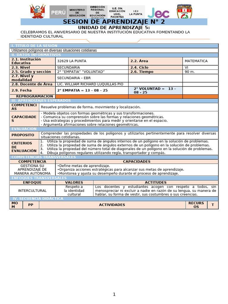 Sesion 2 - U5 | PDF | Aprendizaje | Evaluación