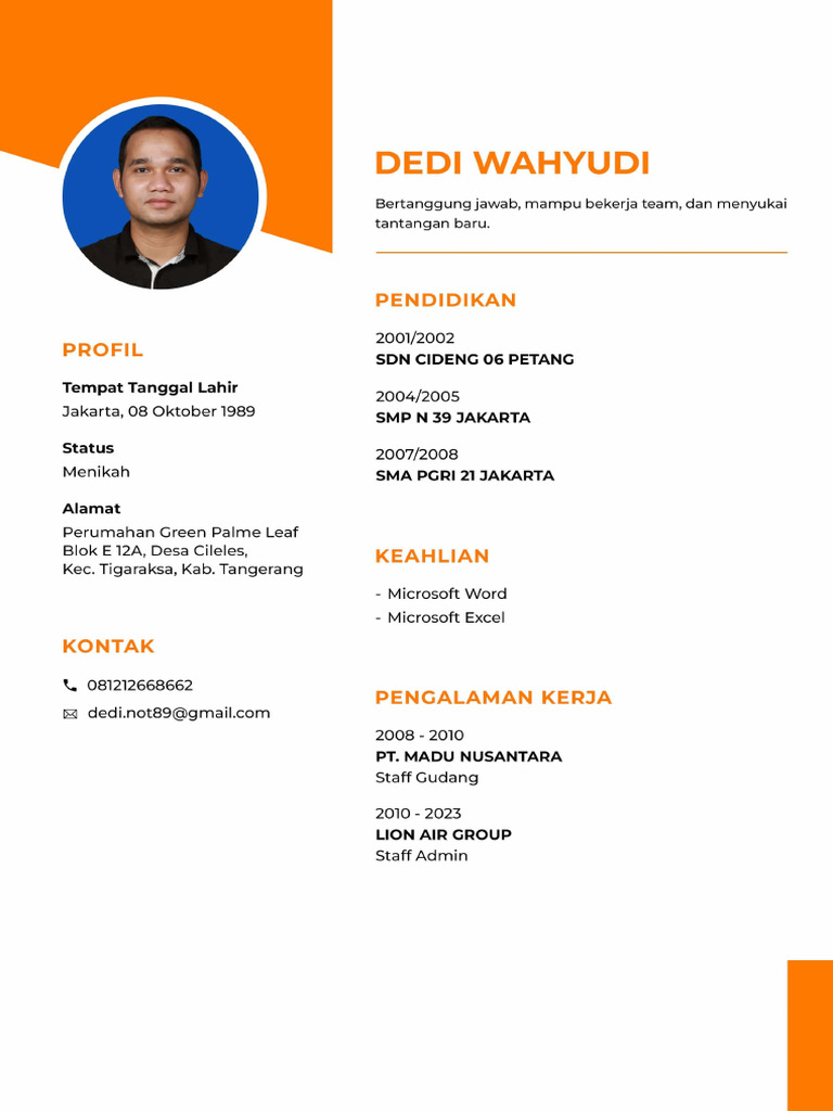 CV - Dedi Wahyudi | PDF