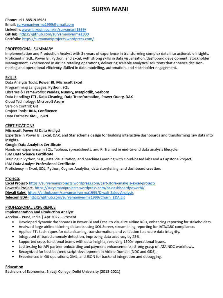 Surya Mani Data Analyst May | PDF | Data Analysis | Microsoft Excel