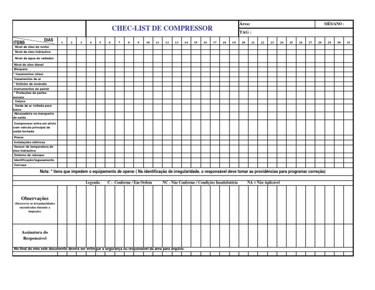 Check List Compressor | PDF