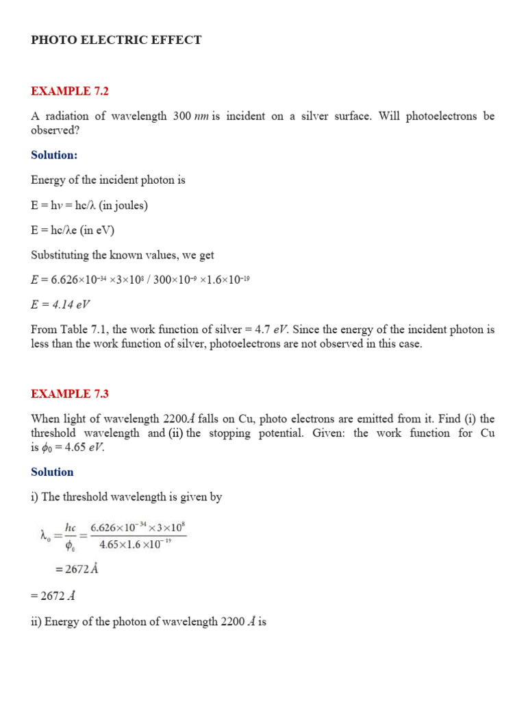 Characteristics of Photons in Photoelectric Effect | PDF