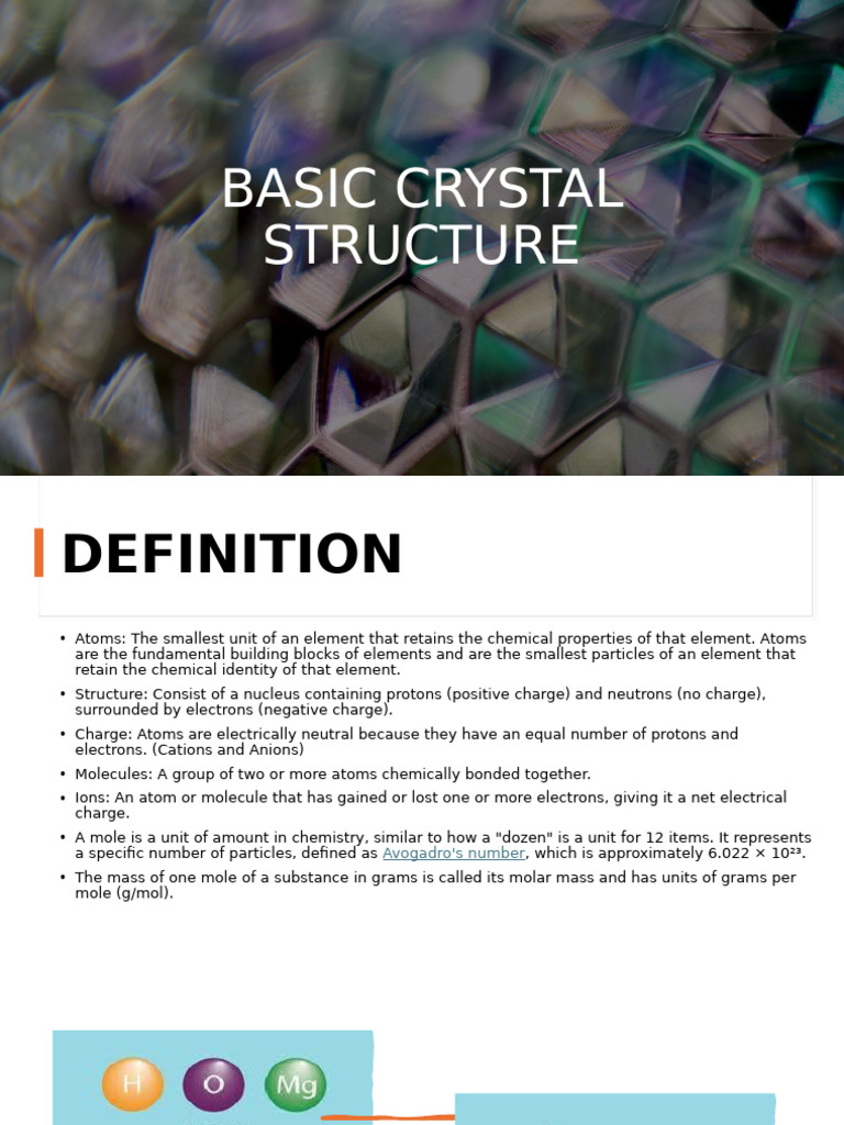 Basic Crystal Structure | PDF | Crystal Structure | Mole (Unit)