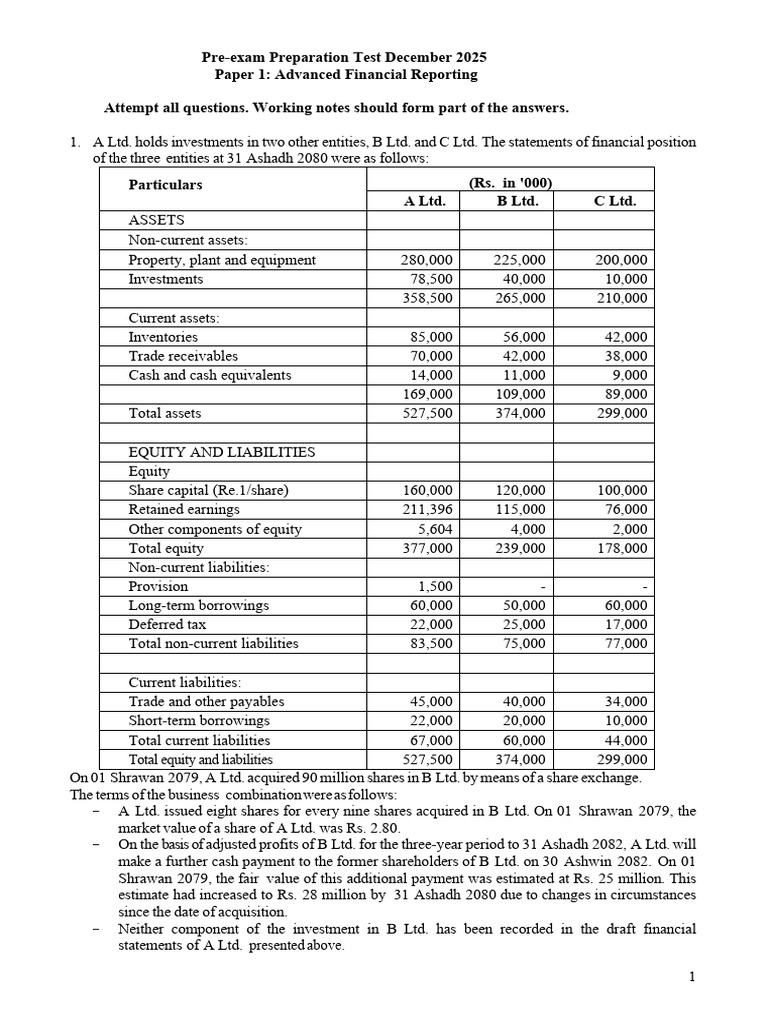 Advanced Financial Reporting Exam Prep | PDF | Equity (Finance) | Fair ...