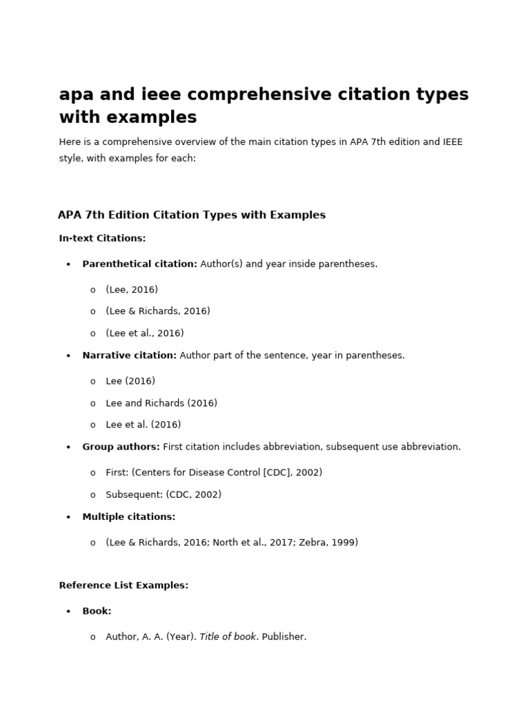 APA 7 & IEEE Citation Guide | PDF | Apa Style | Citation