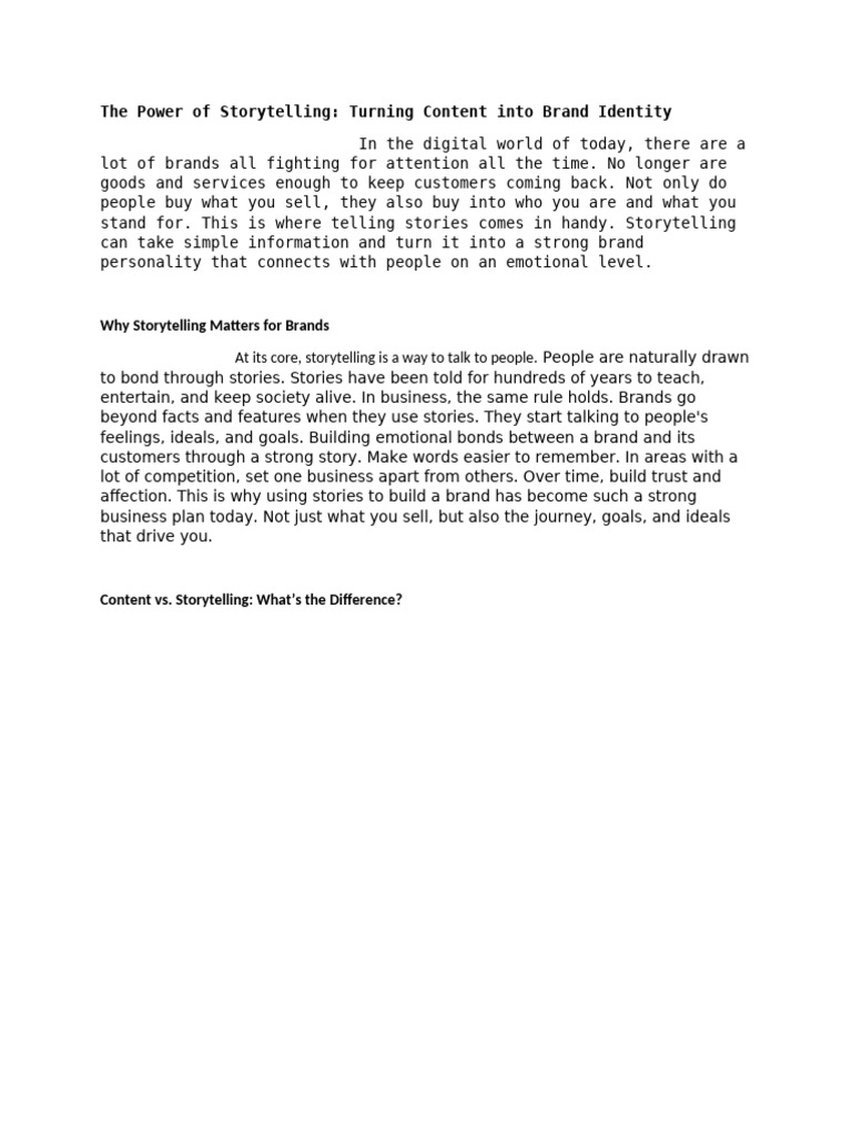 Storytelling for Brand Identity | PDF