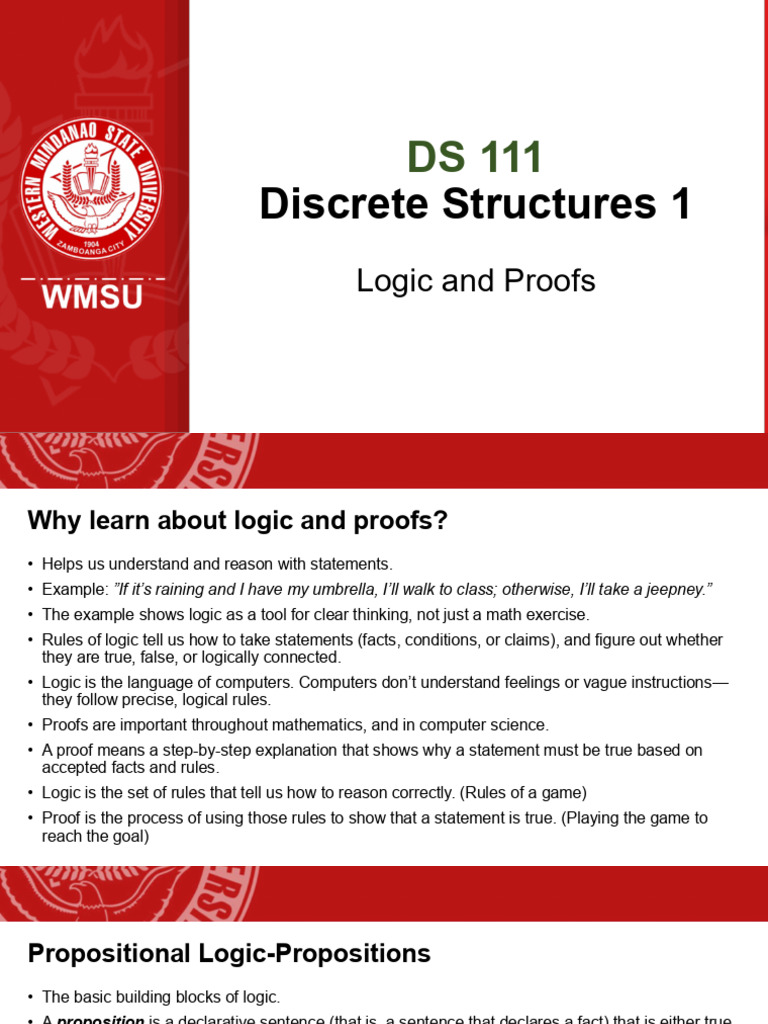 DS 111 Logic and Proofs | PDF | If And Only If | Bit