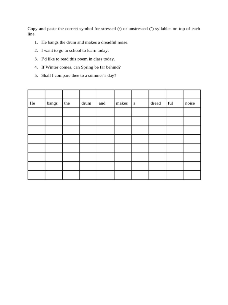Iambic Pentameter Worksheet | PDF