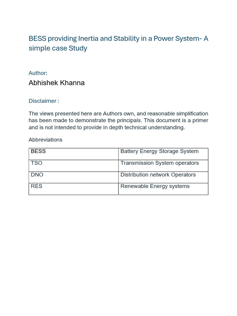 BESS Report On Grid Inertial Stability | PDF | Electrical Grid | Hertz