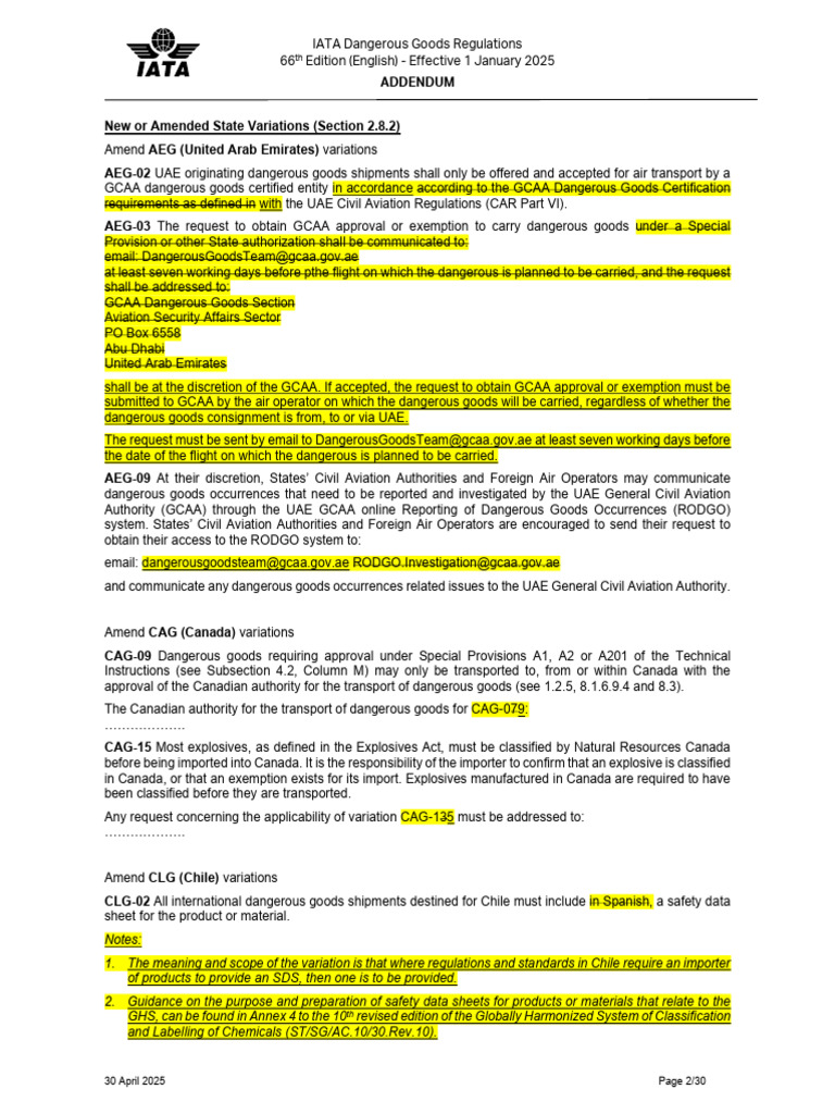 IATA Dangerous Goods Regulations 2025 | PDF | Working Conditions ...