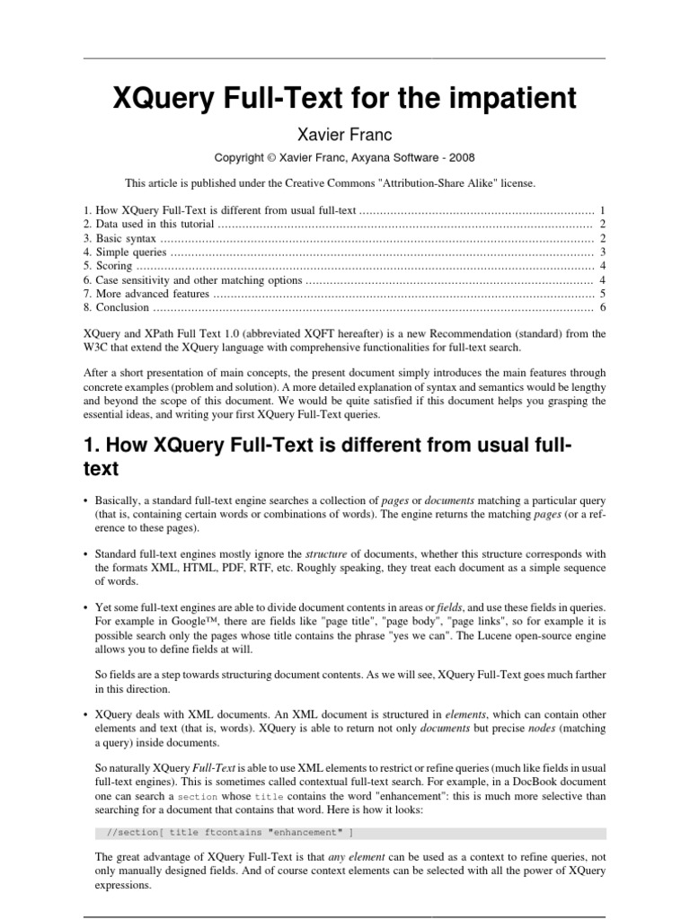 XQuery Full Text | PDF | Computer Programming | Computing