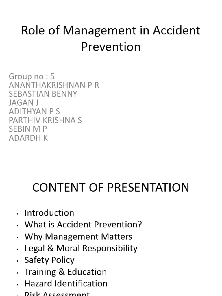 Role of Management in Accident Prevention Numbered | PDF | Safety | Risk