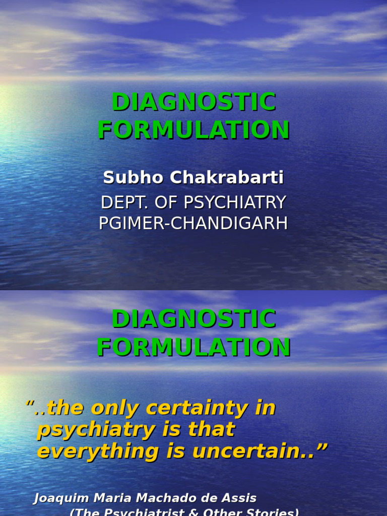 Diagnostic Formulation in Psychiatry | PDF | Medical Diagnosis | Psychiatry