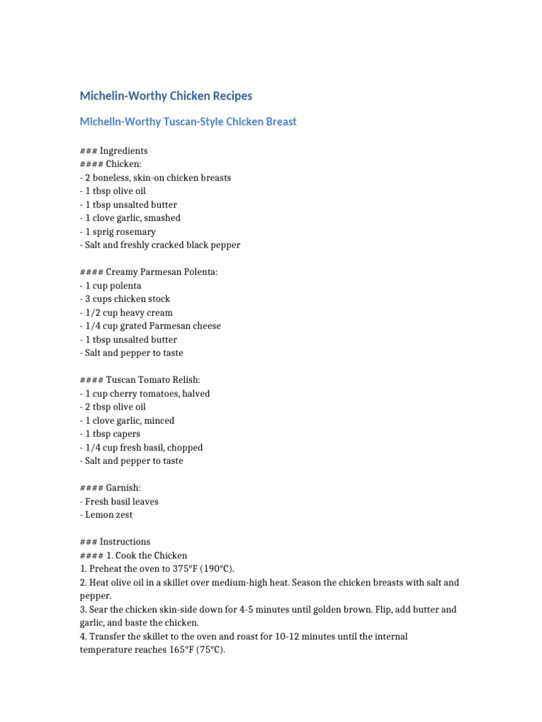 Michelin Worthy Chicken Recipes Final | PDF | Cajun Cuisine | Food ...