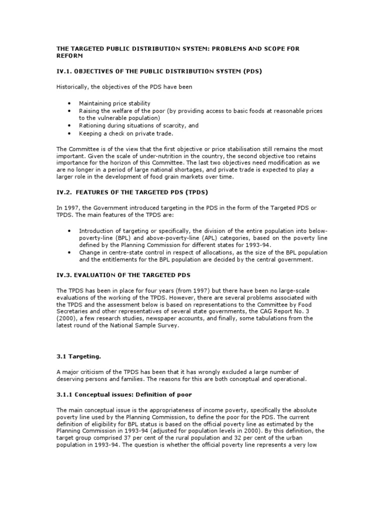 The Targeted Public Distribution System | PDF | Economies | Economy ...