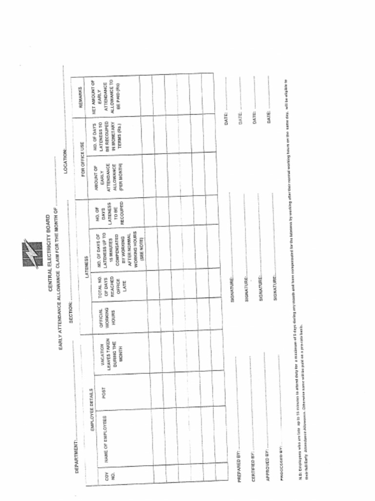 New Return of Lateness Form | PDF