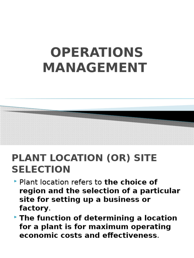 UNIT 4 - Operation Management Plant Location & Plant Layout | PDF ...
