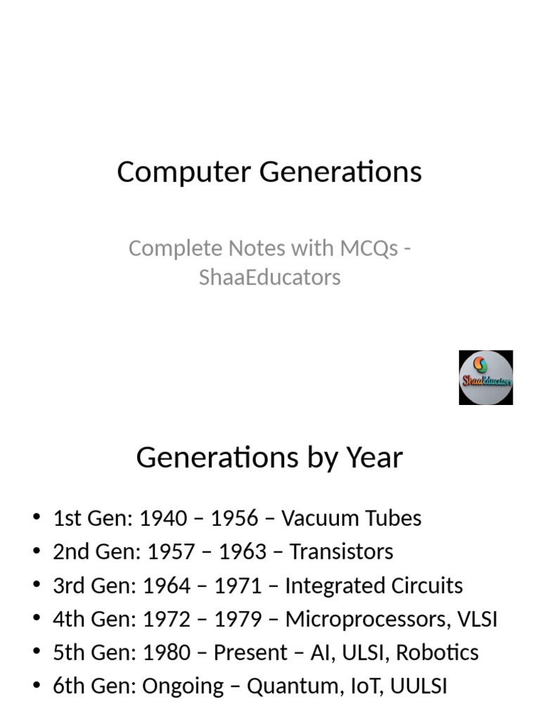 Computer Generations ShaaEducators | PDF | Very Large Scale Integration ...