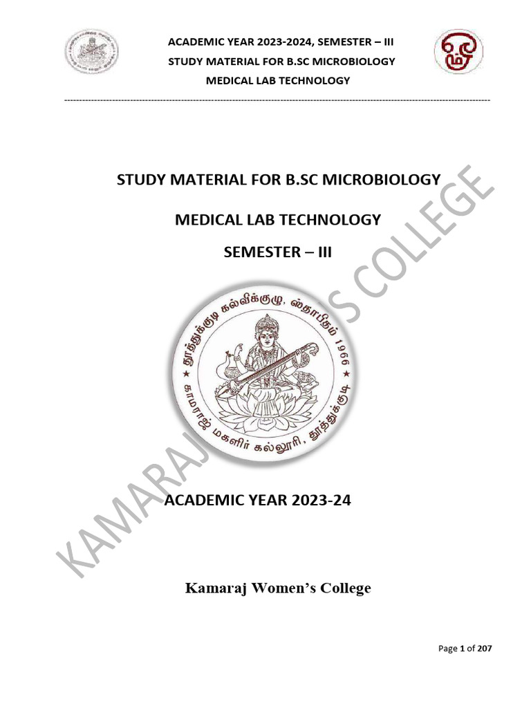 Study Materials For Medical Lab Technology III Sem - Compressed | PDF