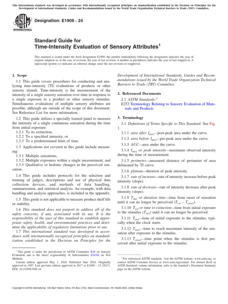Time-Intensity Sensory Evaluation Guide | PDF | Sampling (Statistics ...