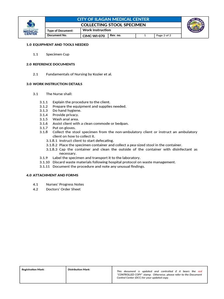 Collecting Stool Specimen | PDF