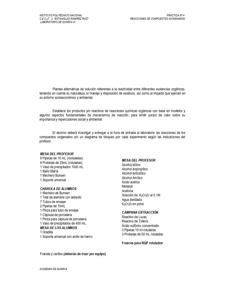 Reacciones de Compuestos Oxigenados-1 | PDF | Ácido sulfúrico | Química