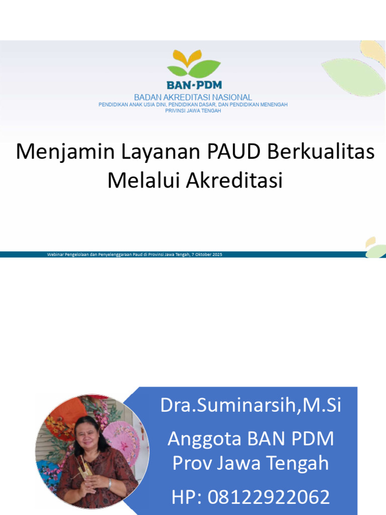 PAUD Berkualitas Melalui Akreditasi - BAN PDM Jateng | PDF