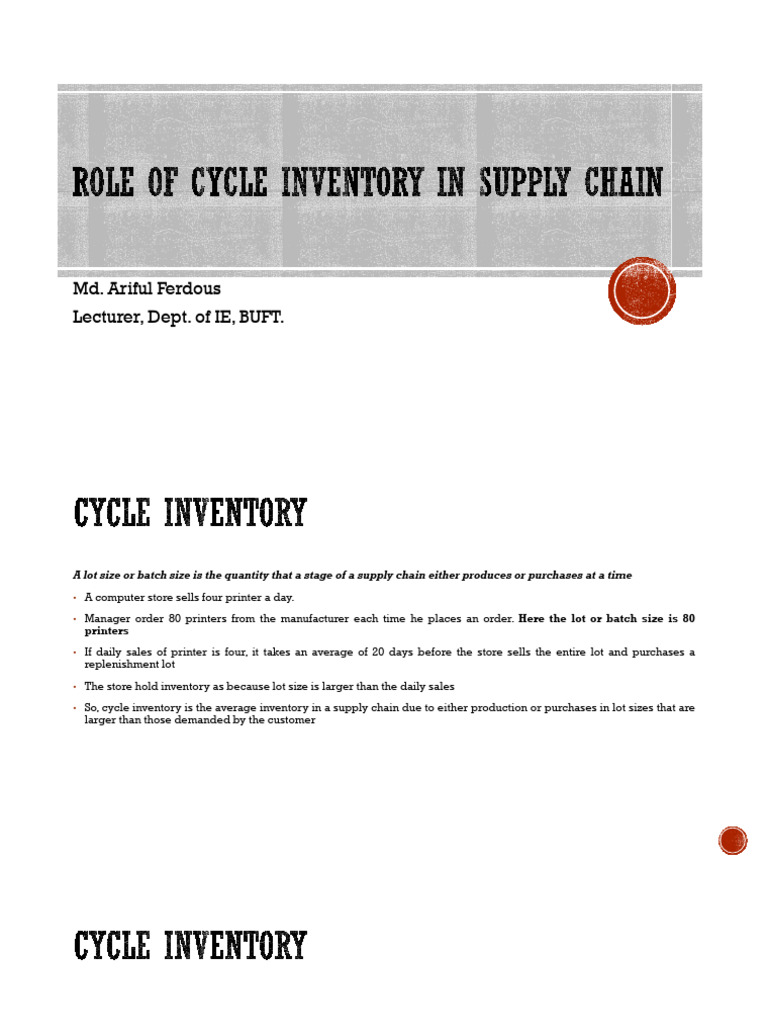 Lecture 16 and 17 - SCM Cycle Inventory | PDF | Inventory | Production ...
