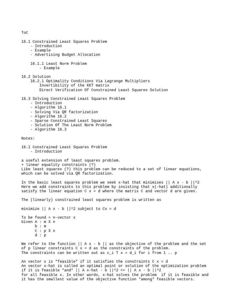chp16 Constrainedlsq | PDF | Least Squares | Matrix (Mathematics)