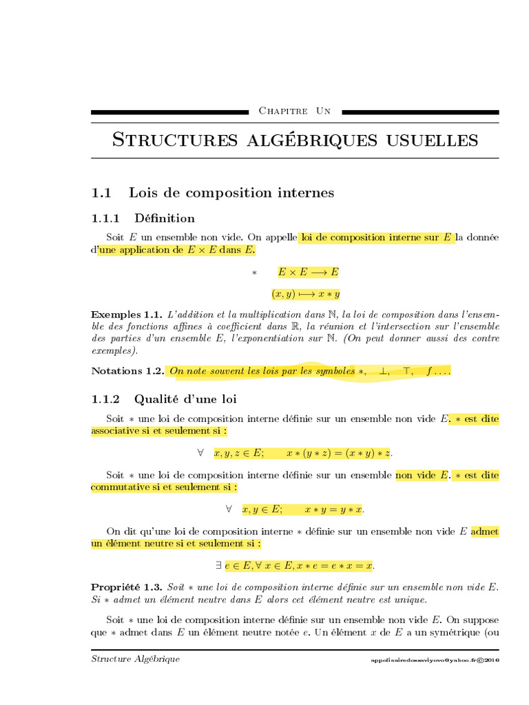 Lois de composition et structures algébriques | PDF | Polynôme | Zéro d ...