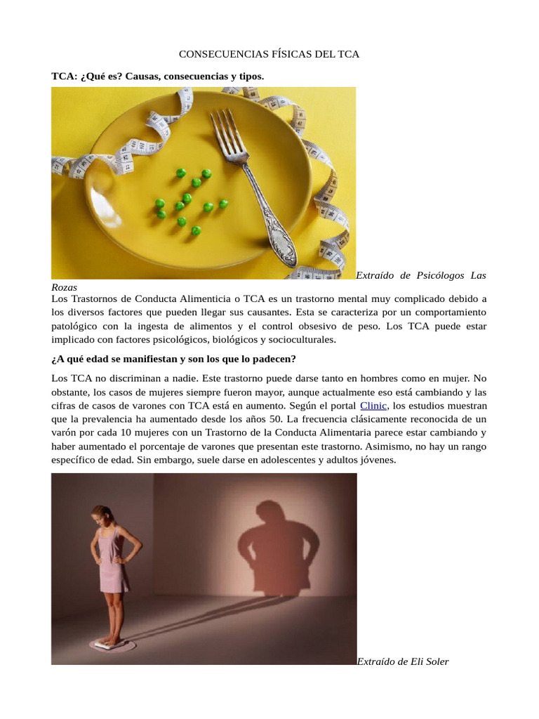 Consecuencias Físicas Del Tca | PDF | Desorden alimenticio | Anorexia nerviosa
