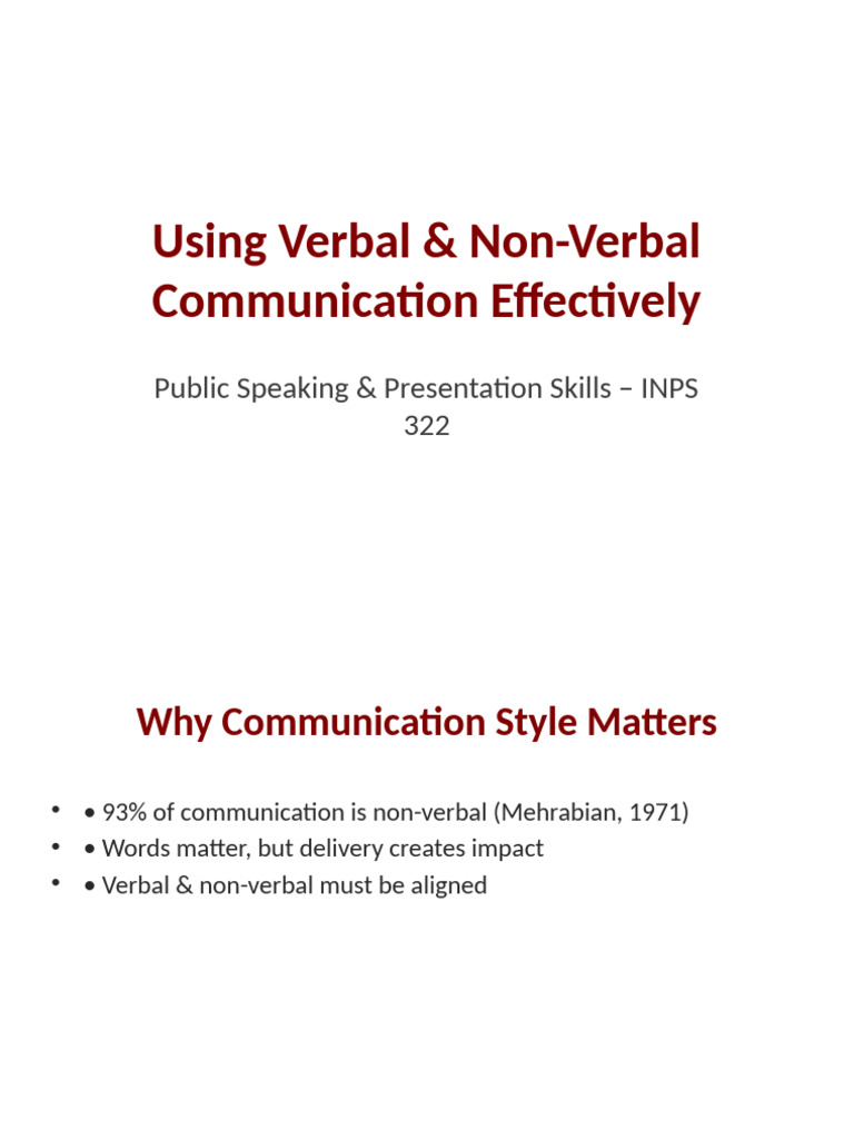 Verbal Nonverbal Communication | PDF