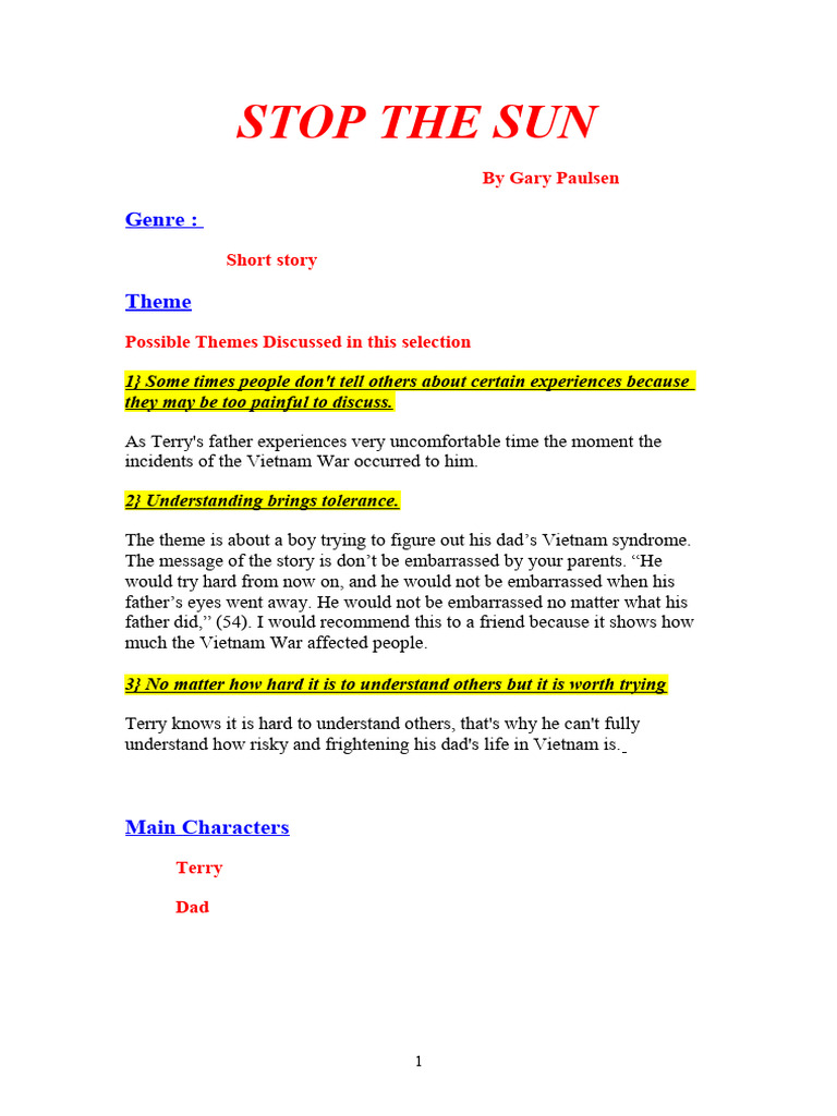 Answer Key Stop The Sun | PDF | Vietnam War | Viet Cong