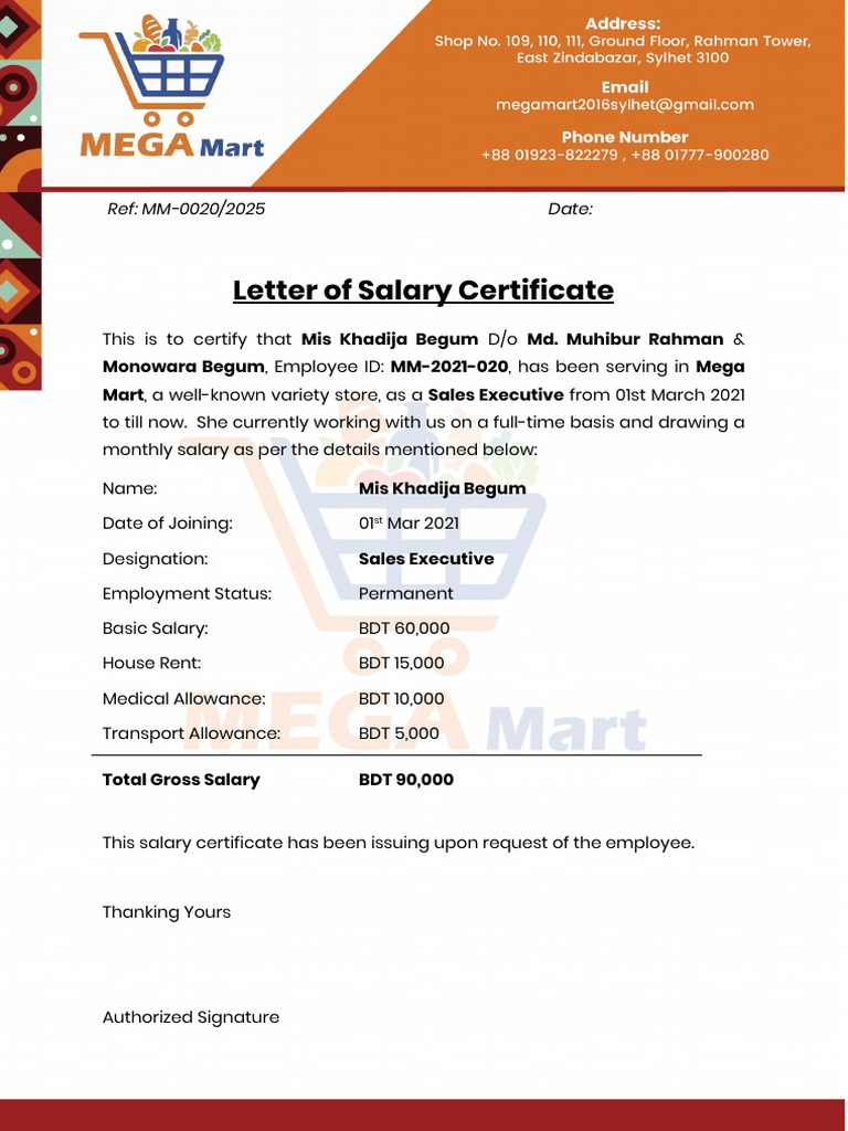 JOB Salary Certificate | PDF