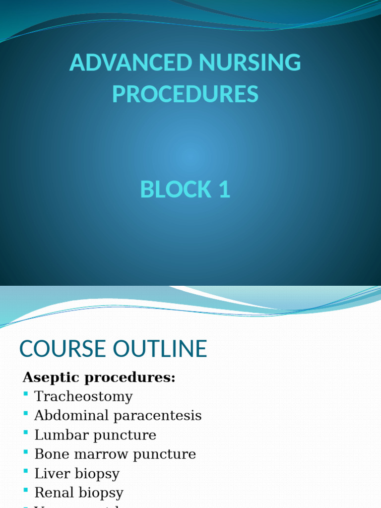 Advanced Nursing Procedures Course Outline | PDF | Medical Specialties ...
