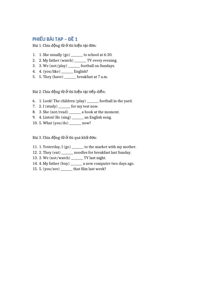 Bai Tap 3 Thi Lop7 | PDF
