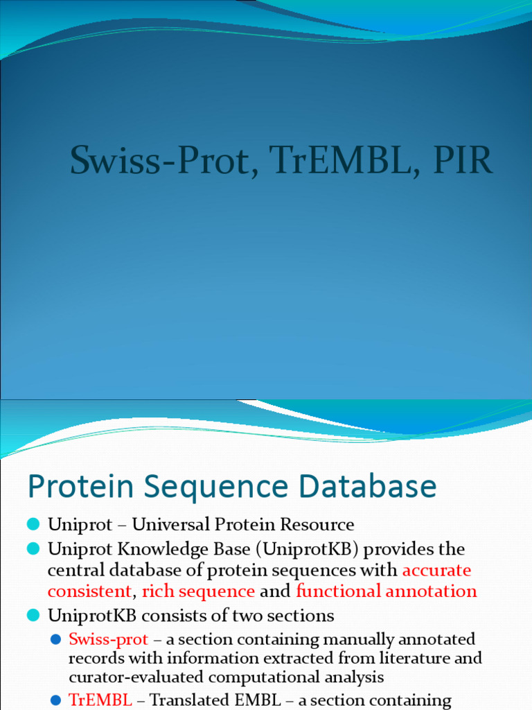 Lecture 8 Swissprot, Pir, Trembl | PDF | Macromolecules | Genetics