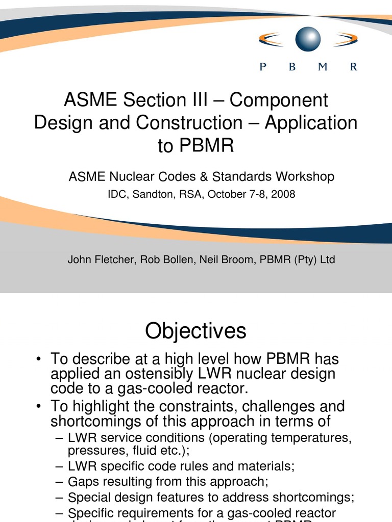 ASME Section III - Component Design and Construction - Application To ...