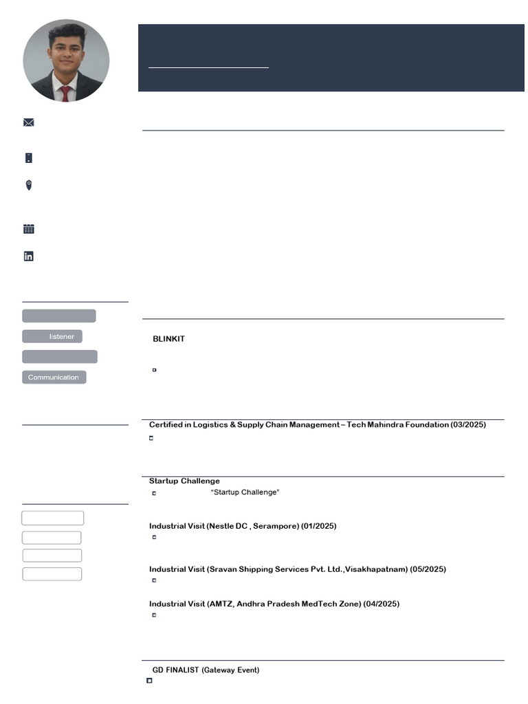 My Resume Debanjan Modak Pic | PDF | Logistics | Supply Chain Management