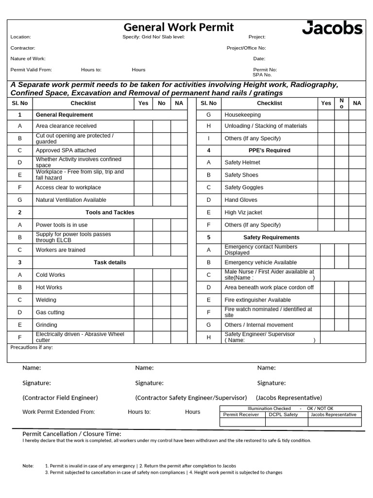 General Work Permit | PDF | Personal Protective Equipment | Workplace