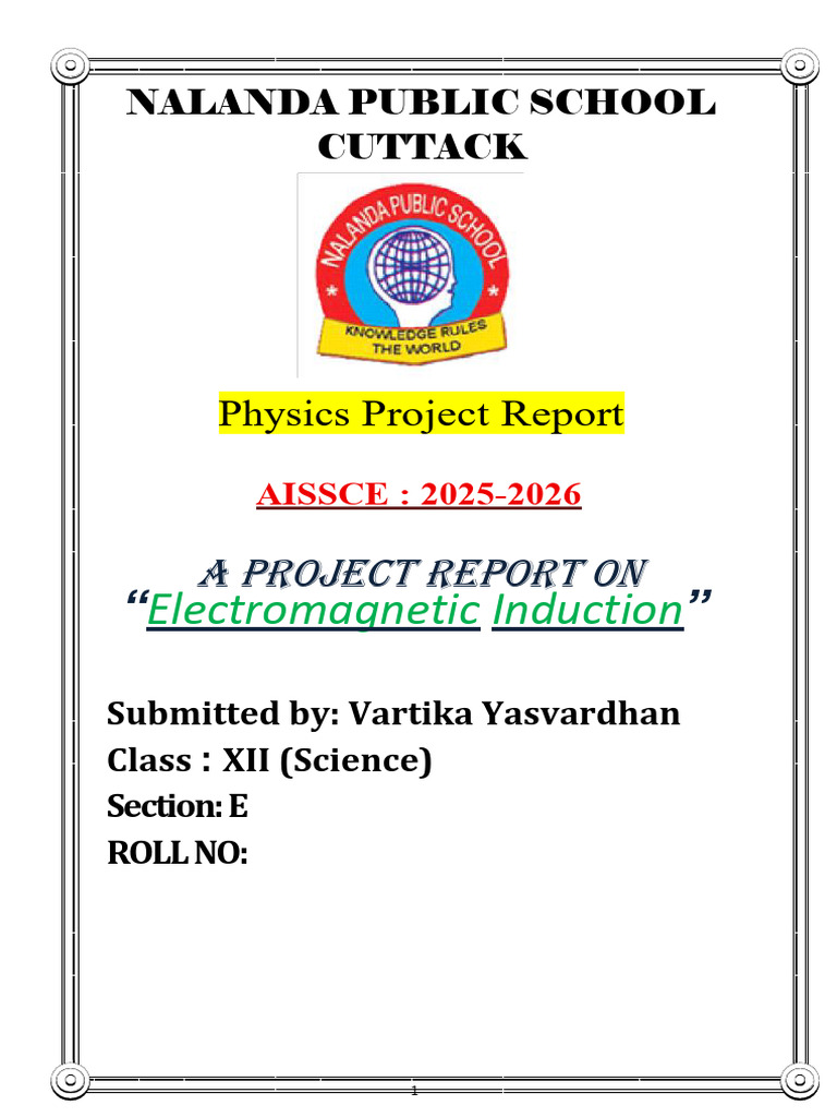 Electromagnetic Induction Project Report | PDF