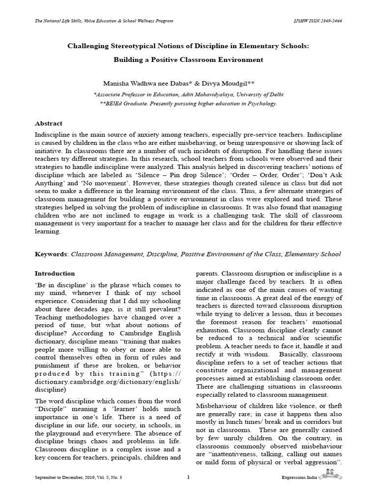 Challenging Stereotypical Notions of Disc... | PDF | Teachers ...
