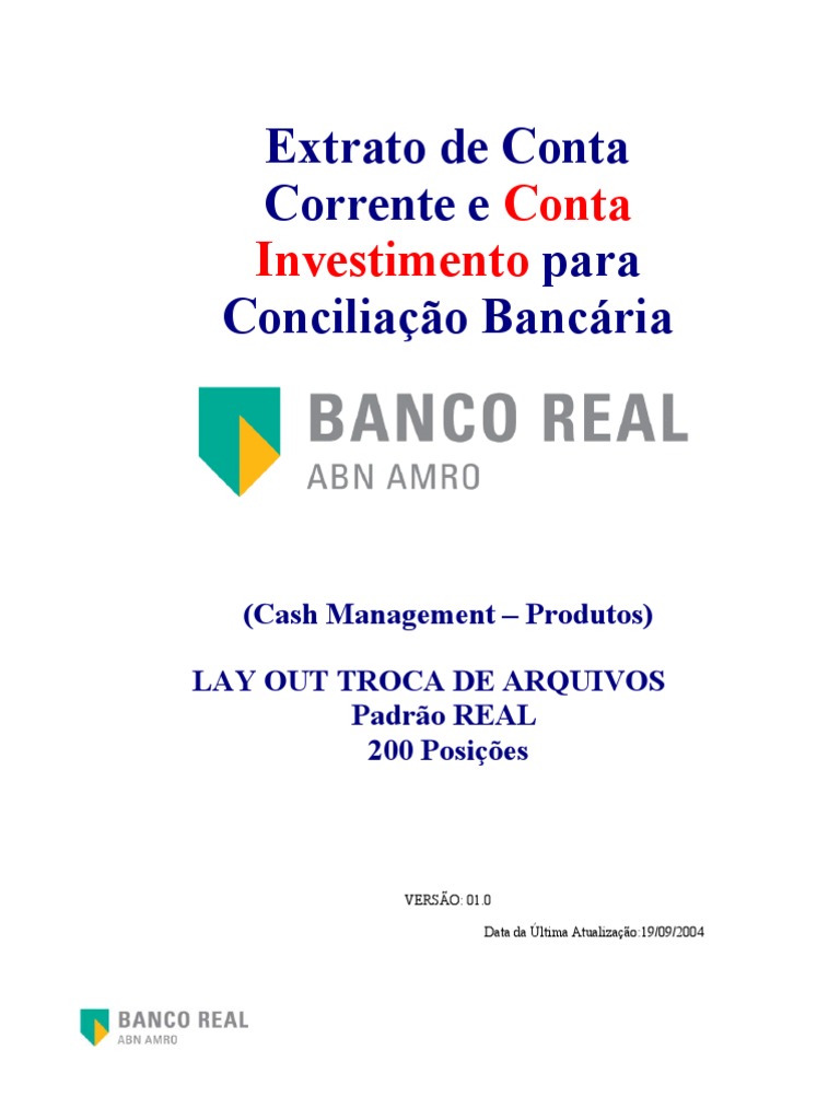 Extrato de Conta Corrente Real CNAB 200 | PDF | Conta de transação | Bancos