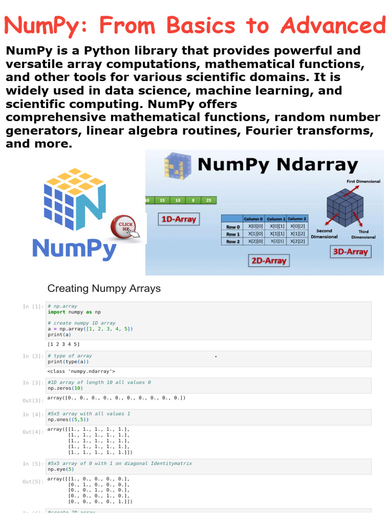 Numpy From Basics To Advanced - 251013 - 134246 | PDF | Computer Programming | Mathematics