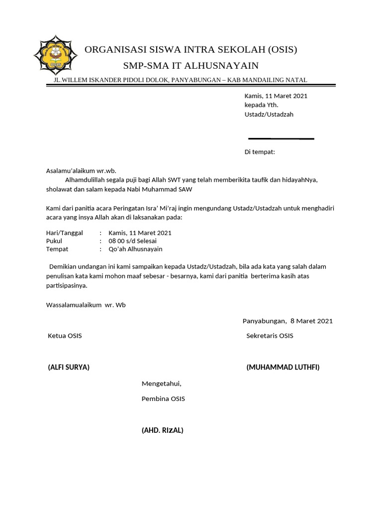 Undangan Acara OSIS | PDF