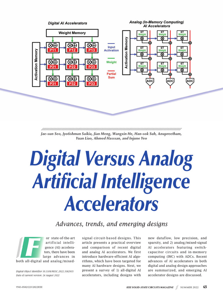 Digital Versus Analog Artificial Intelligence Accelerators Advances ...