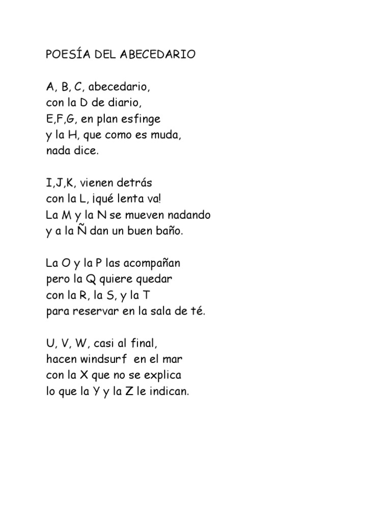 Poema del Abecedario para Niños | PDF | Ciencias sociales | Arte