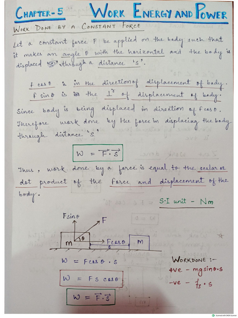 Work, Energy & Power (Notes) | PDF