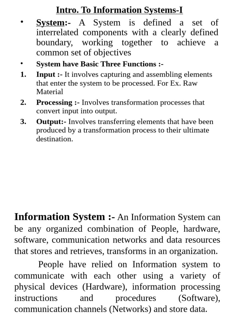 Intro. To Information Systems-I | PDF | Information | Computer Network