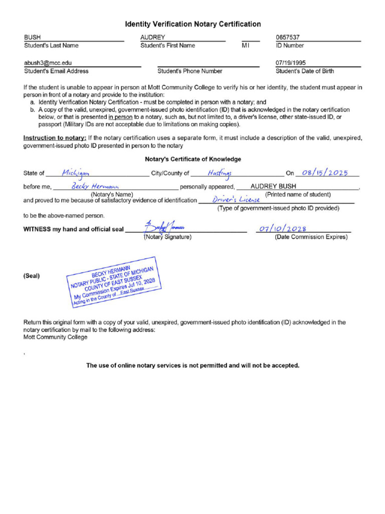Identity Verification Notary Certification | PDF