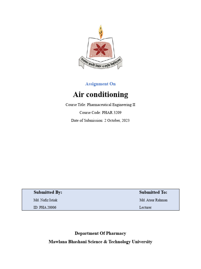 Air Conditioning Assignment System ( | PDF | Air Conditioning | Humidity